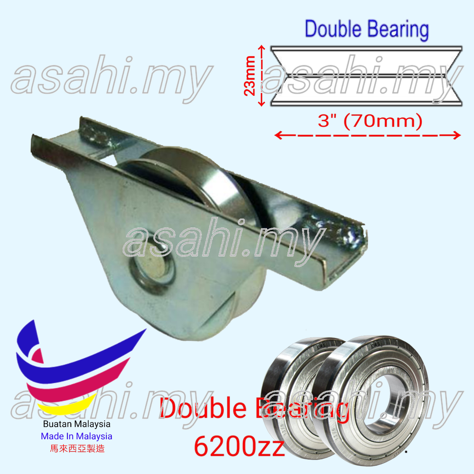 3'' 4'' Sliding Gate V-Roller Double Bearing With Bracket V-Roda Geser ...