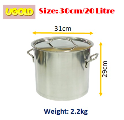 Stainless Steel Large Capacity Stock Pot 30cm (20 Litre) / 35cm (33 ...