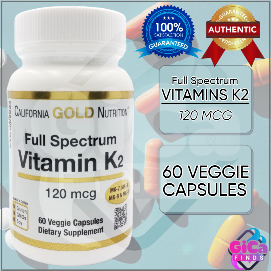 California Gold Nutrition Vitamin K2 MK4 MK6 MK7 MK9 120 mcg 60 Veggie ...