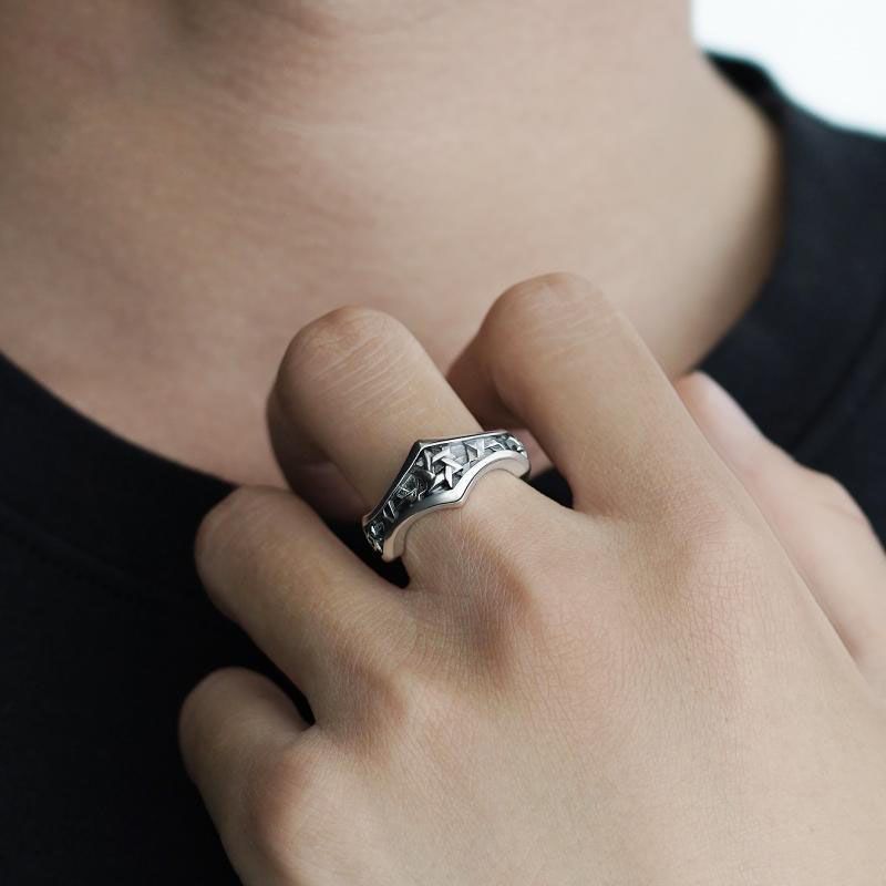 Advanced Sense Ring Six-pointed Star Men's Open Ring Trendy Men's ...