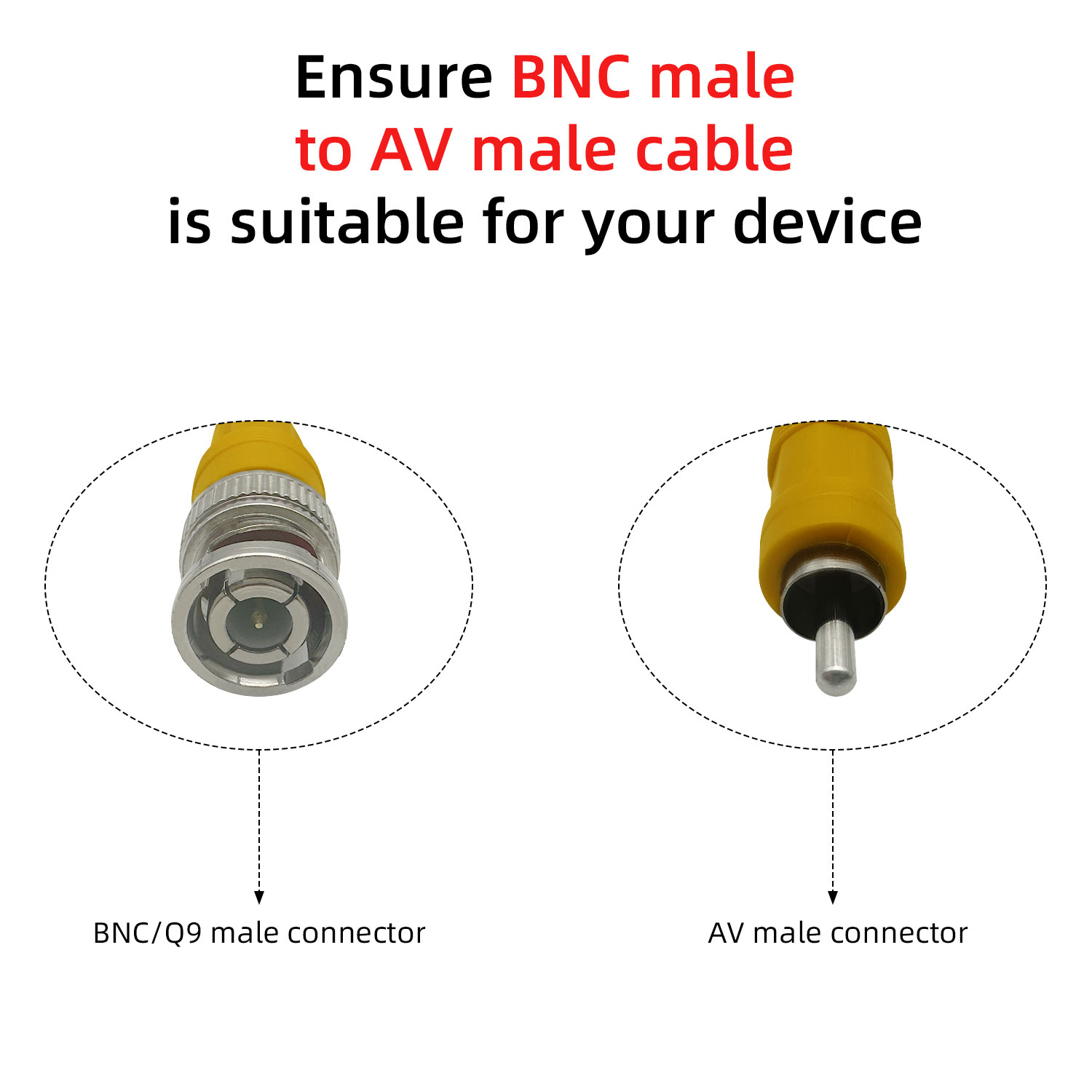 BNC to RCA Male Extension Cable for Surveillance High Definition Video ...