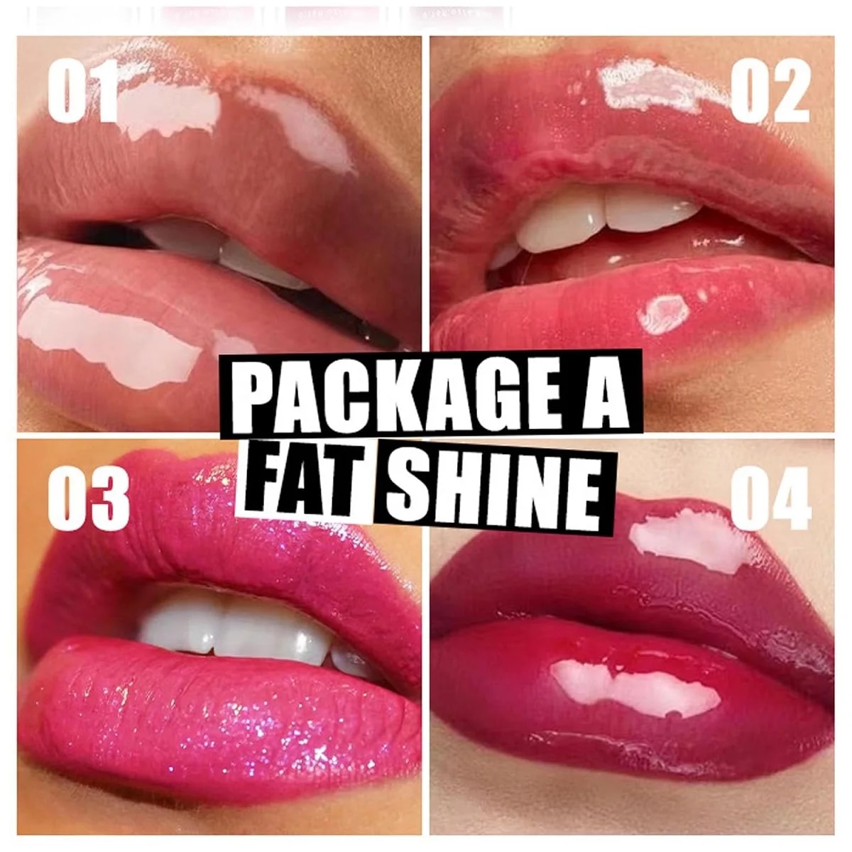 4 Colors Fat Lip Oil Lip Glaze, Drip Lip Oil Hydrating Lip Glow Oil ...