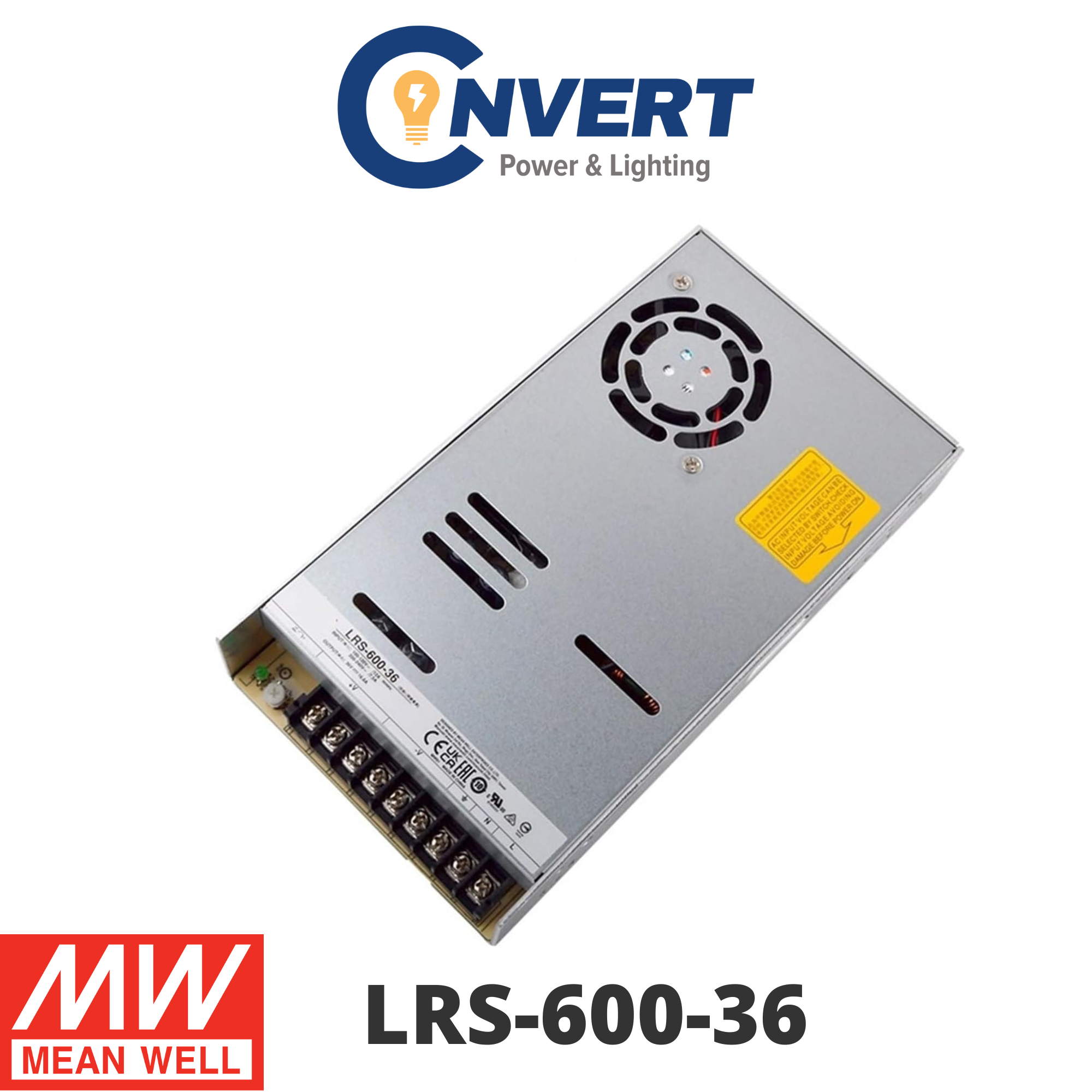 Mean Well LRS Series (LRS-600) LRS-600-36 Industrial Panel Mount ...
