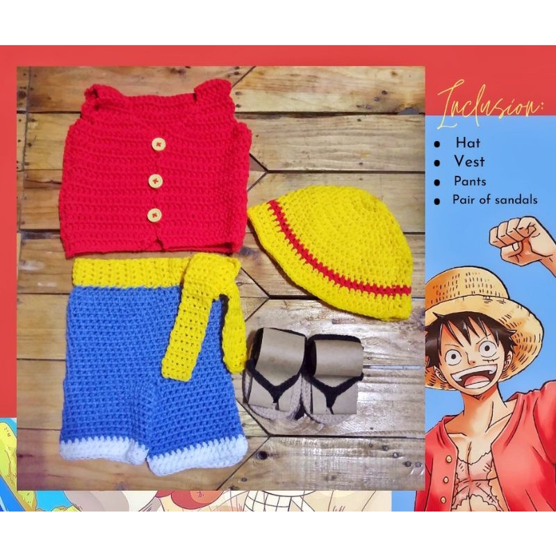 Crochet Luffy D. Monkey Baby Costume Set | Lazada PH