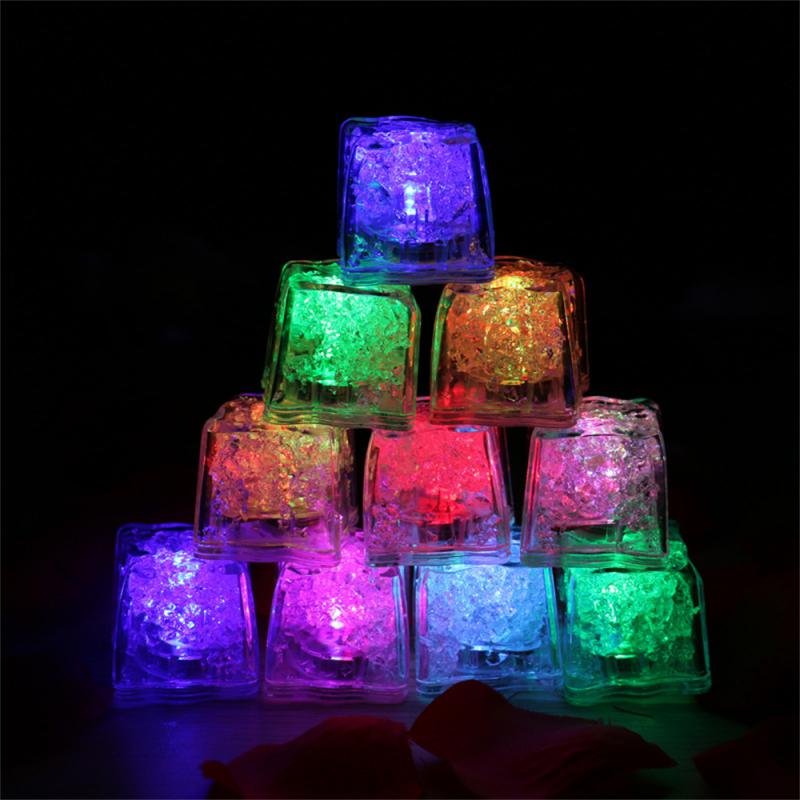 Waterproof Led Ice Cube Multi Color Flashing Glow Dark Up Luminous Ice ...