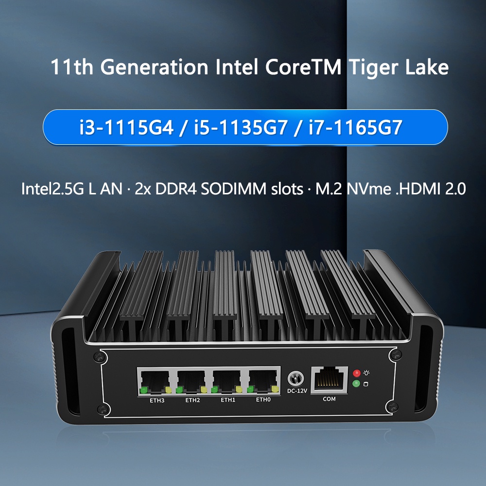 G31 New 11th Gen Fanless Celeron N5105 Mini PC Intel i7 1165G7 i5-1135G7 4x Intel i225 2.5G LAN ...