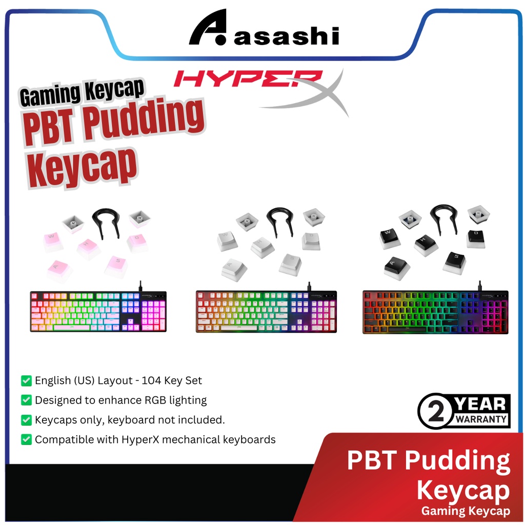 HyperX PBT Pudding Keycap-US (Black/White/Pink) | Lazada