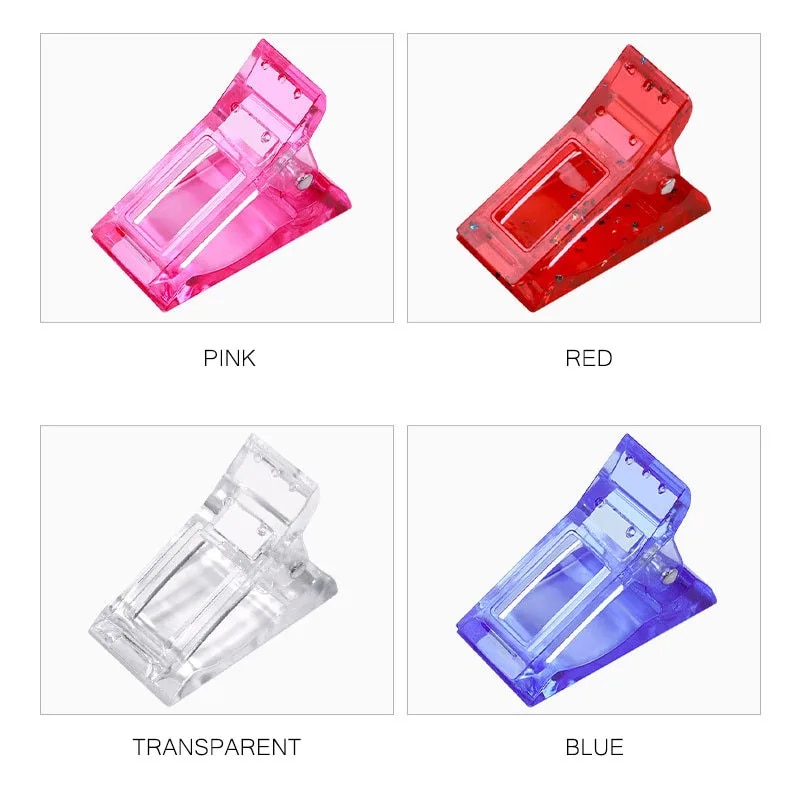 10pcs/Set Polygels Clips Transparent Pink Poly Nail Gel Tools Manicure ...