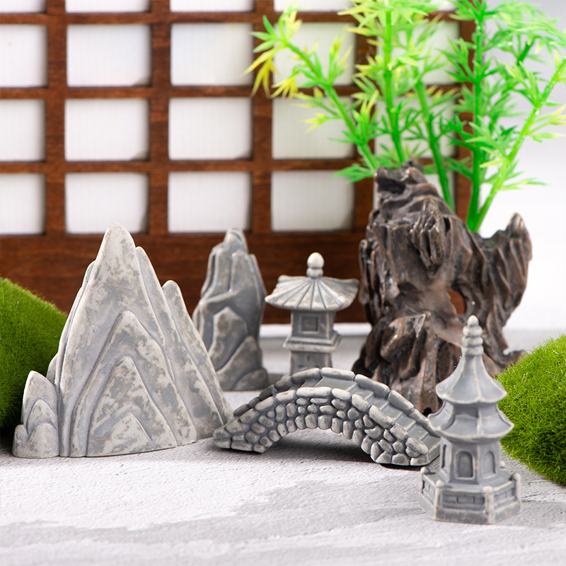 Mini Stone House Garden Micro Cottage Landscape Ornament DIY Resin ...