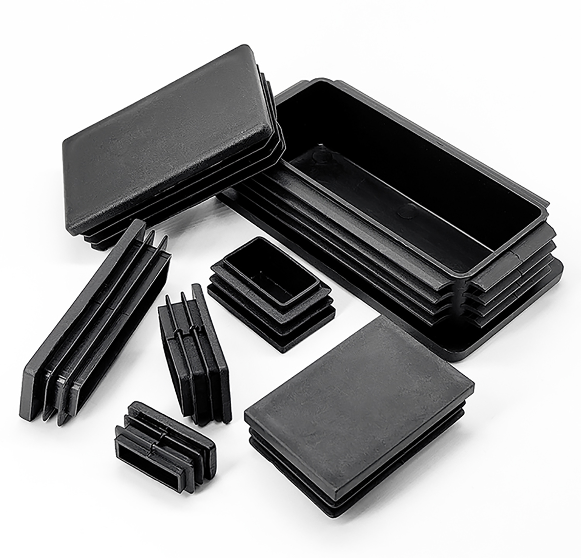 Black Rectangular Pe Plastic Blanking End Cap Inner Plug 15x40 ...
