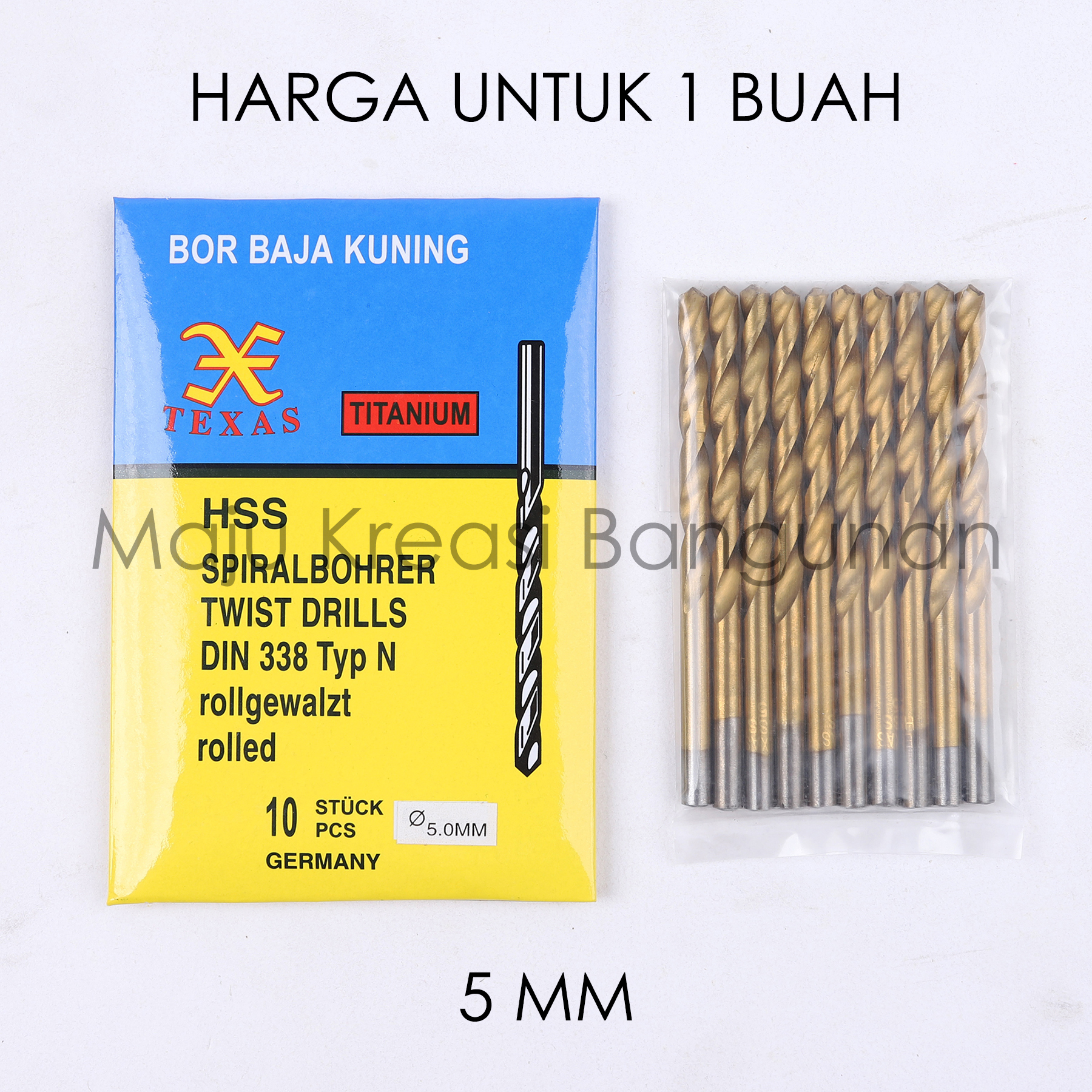 Mata Bor Besi Baja Kuning 5mm 5 mm Kuningan Twist Drill Titanium ...