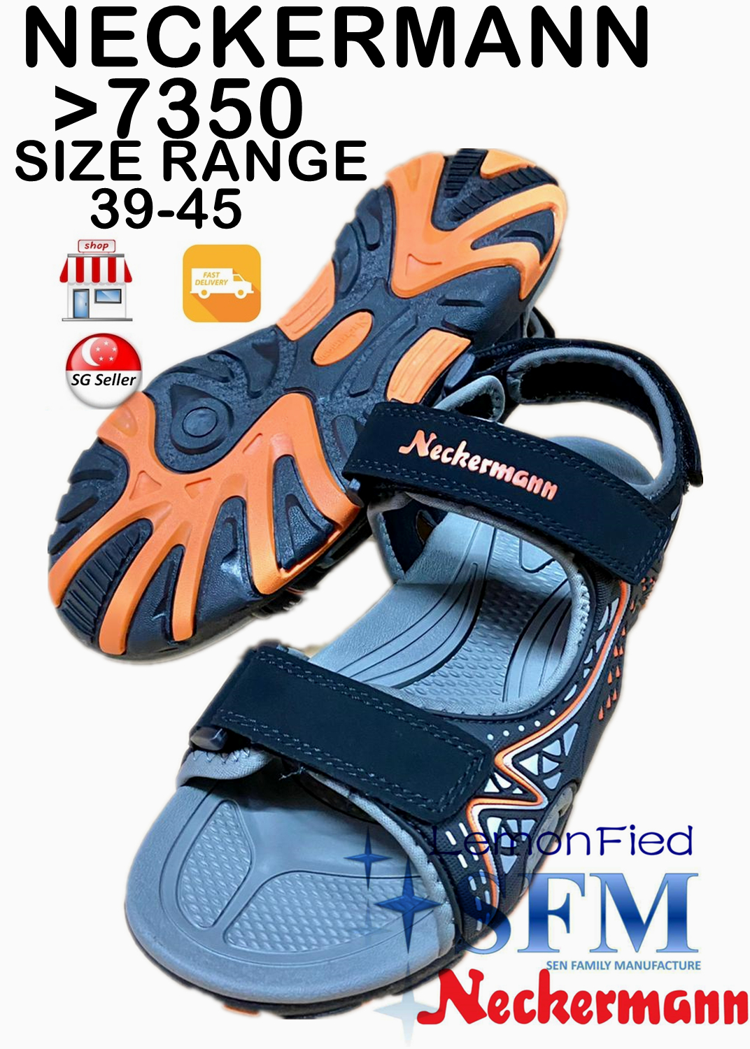 NECKERMANN 7350 SIZE 39 - 45 SPORT SANDALS BLUE BLACK MEN LADY SG ...