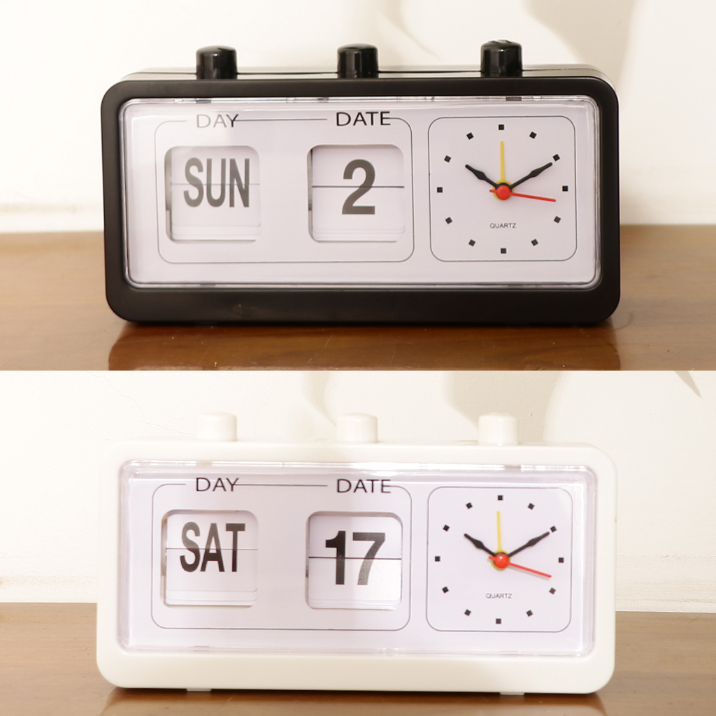 【Unique features】Retro Style Calendar Flip Alarm Clock with Three Press ...