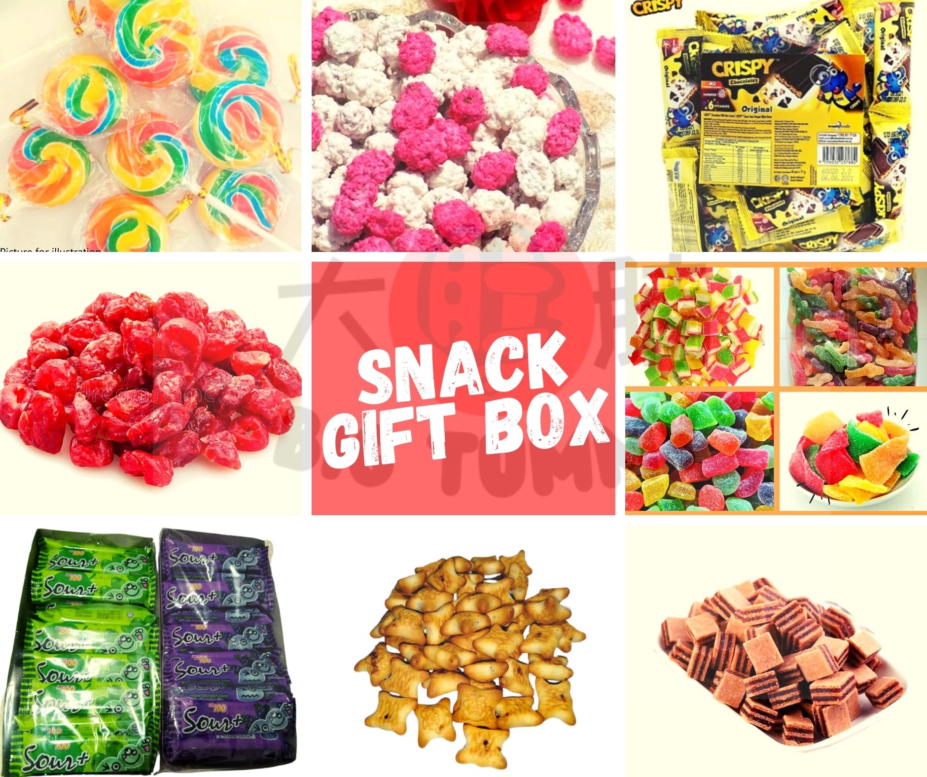 Giant of Snack Pack, Snack Bundle Gift Box - Lot 100 Sweet Sour Gummy ...
