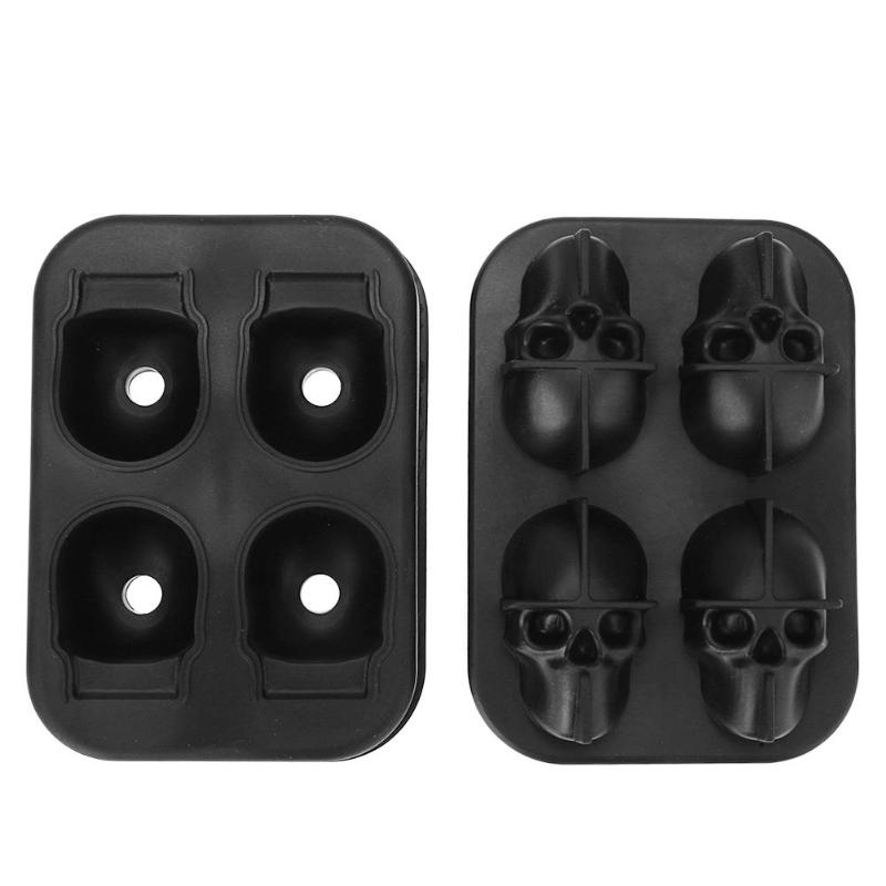 【SkinHorizon】4 Holes Silicone Bones Skull Ice Cube Mold Cake Candy Tray ...