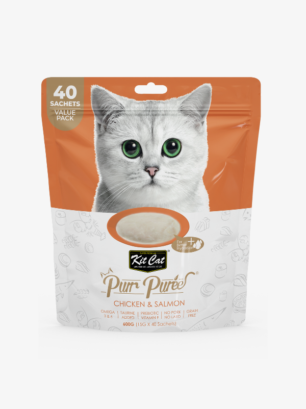 Kit Cat Pur Puree Value Pack 600g | Chicken & Fiber / Tuna & Fiber ...