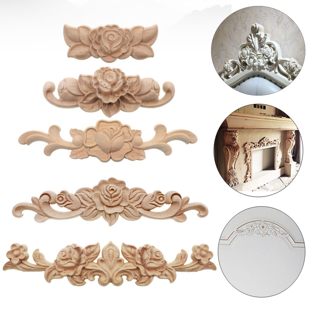 New European Style Home Decor Crafts Wooden Carving Decal Wood Carved ...