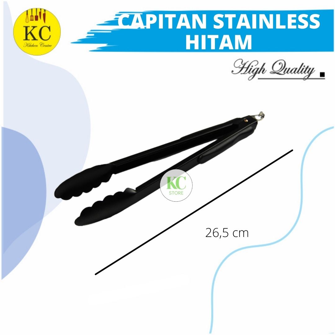 Capit Makanan Hitam Capitan Elegan Stainlees Food Tong Jepitan | Lazada ...