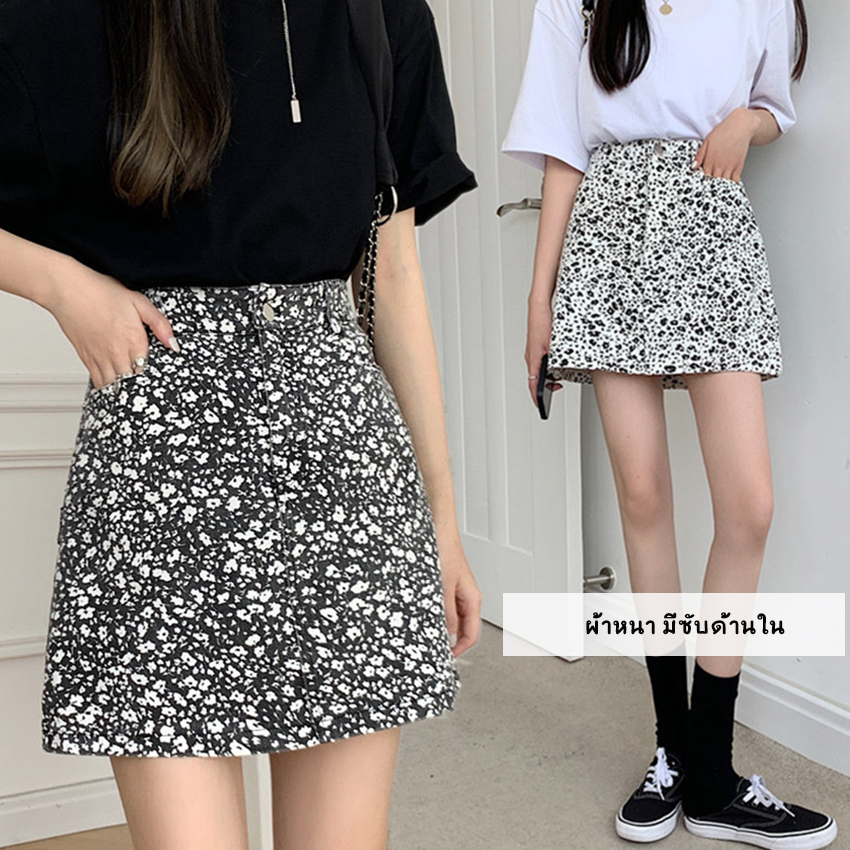 feiyana-กระโปรงทรงเอเอวสูง ผ้ายีนส์ ลายดอกไม้ มีซับในกางเกง เนื้อผ้าใส่สบาย FZ-Q1-6811 - FEIYANA ...