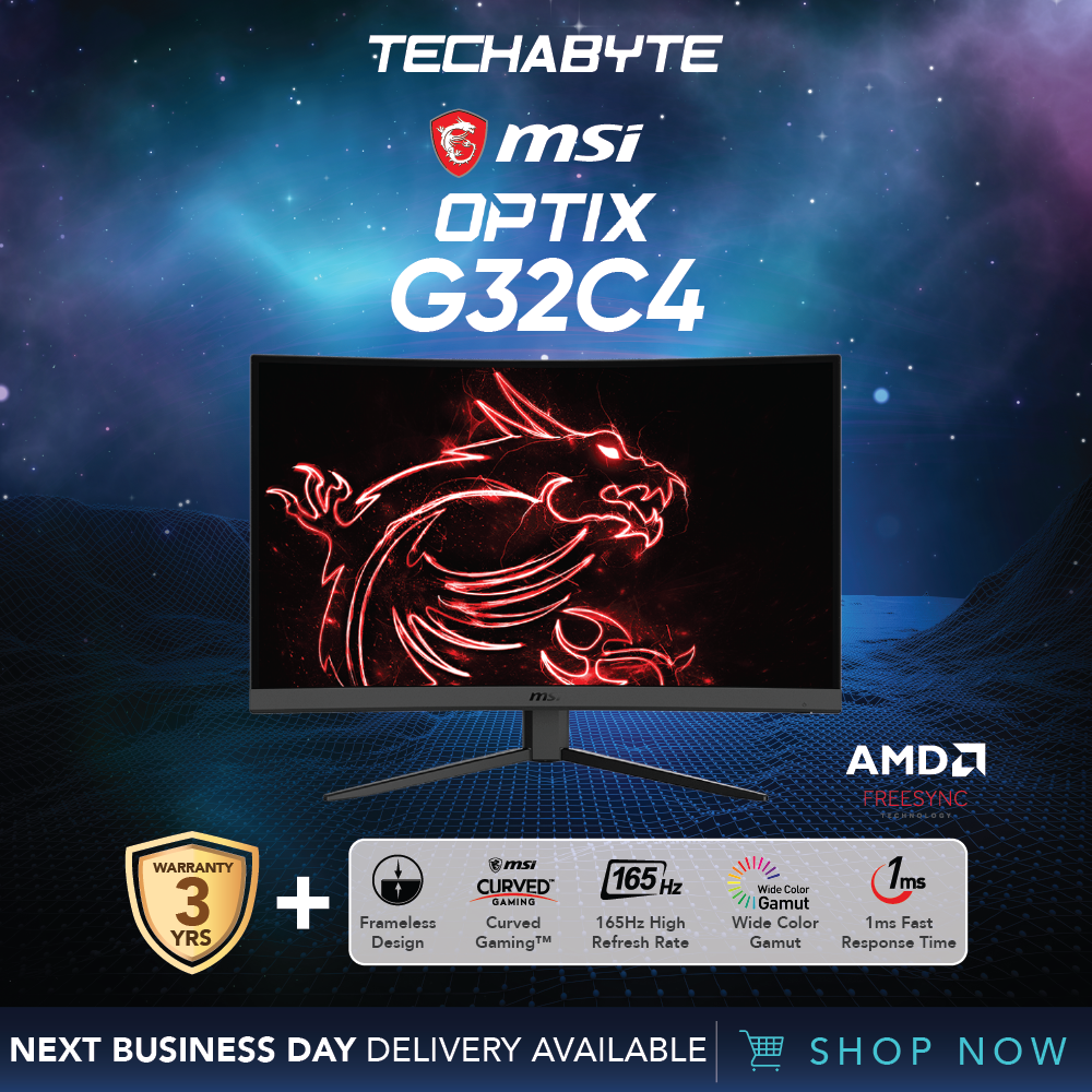 MSI Optix G32C4 | 31.5" FHD | 165Hz 1ms | AMD FreeSync | VA | 1500R ...