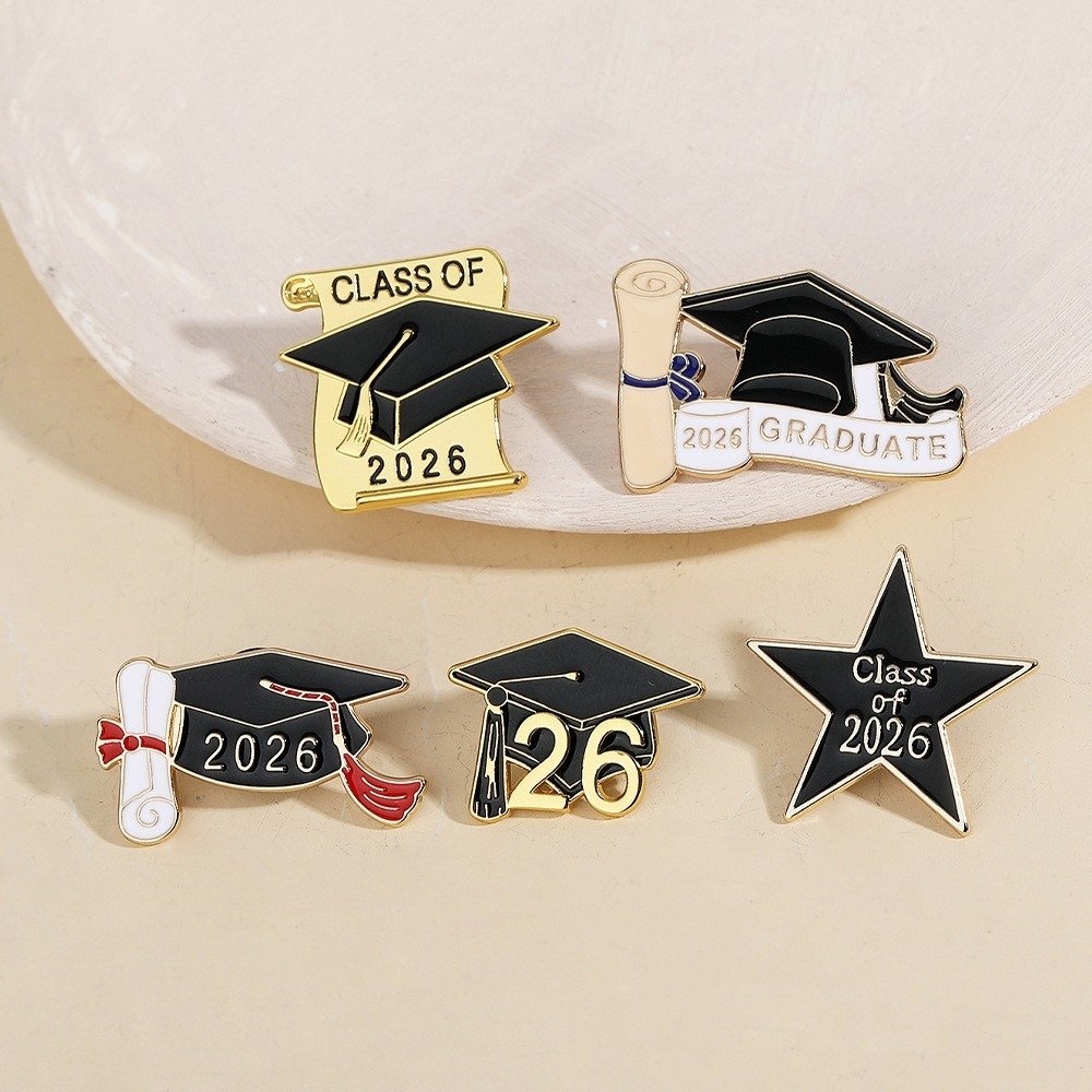 Badge Pins Class of 2026 Graduation Season Pins Black Alloy Doctorial ...