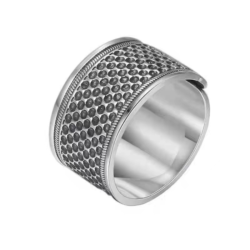 Thai silver opening retro auspicious cloud ring men's trendy ring men's single ring auspicious ...