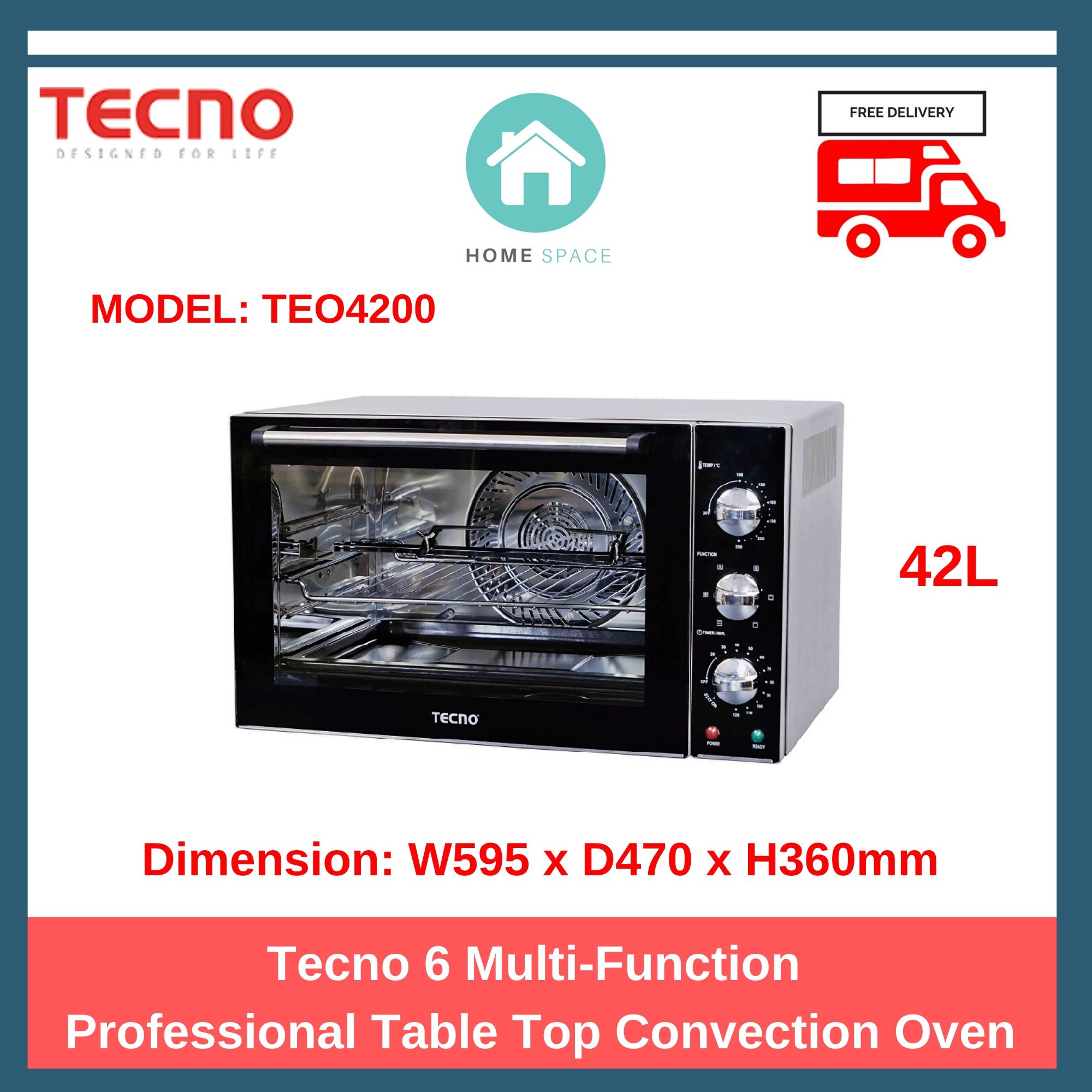 Tecno 6 multi-function professional table top convection oven, TEO 4200 ...