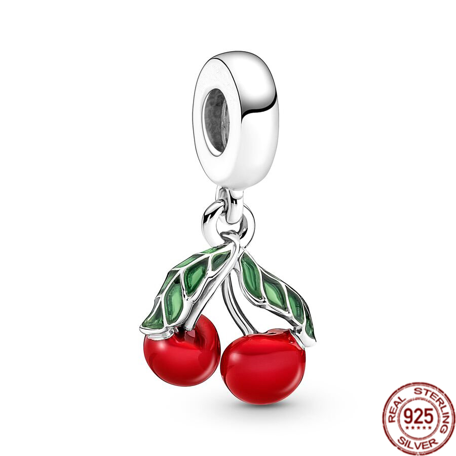 Hot 925 Sterling Silver Cherry Fruit Lemon Slice Strawberry Durian ...