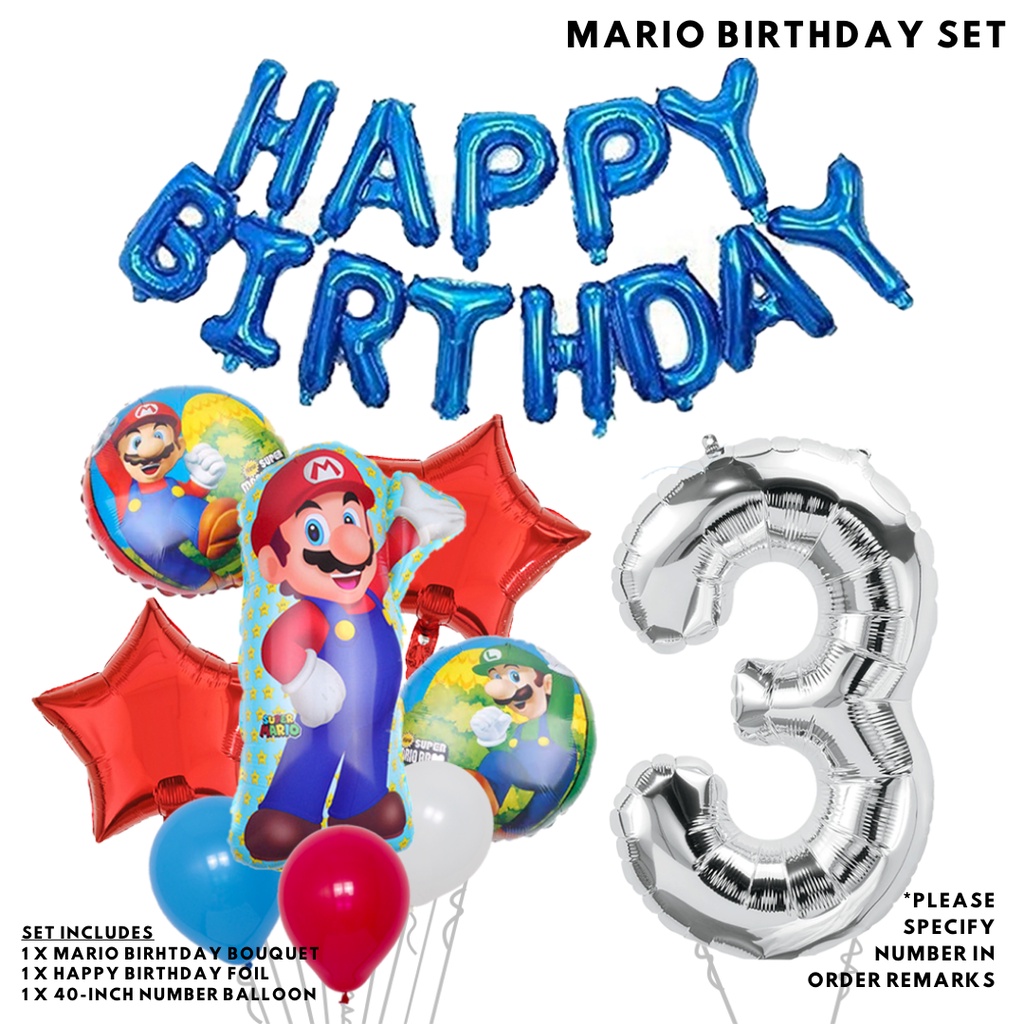 🍄 SUPER MARIO Luigi Cartoon Themed Birthday Balloons [READY STOCK IN SG] | Lazada Singapore