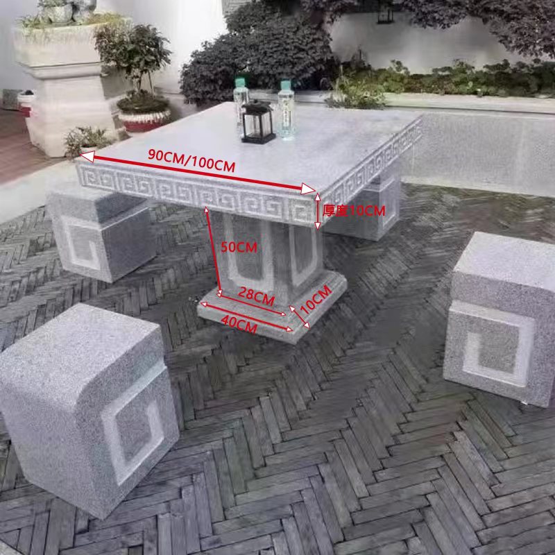 Stone table and bench outdoor courtyard villa garden home chess and ...