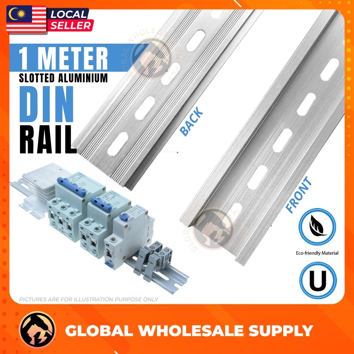 1 METER Din Rail Slotted Aluminium Din Mounting Rail for MCB ELCB Din ...