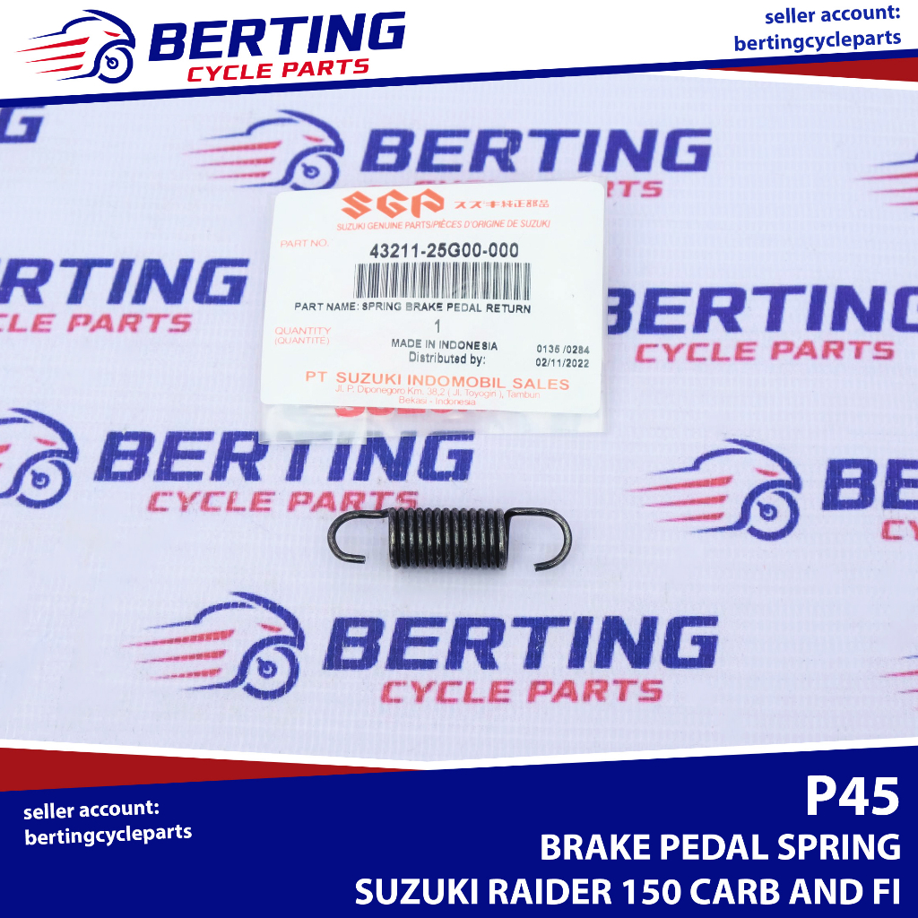 SGP BRAKE PEDAL SPRING Suzuki Raider 150 Carb and FI Genuine 43211 ...