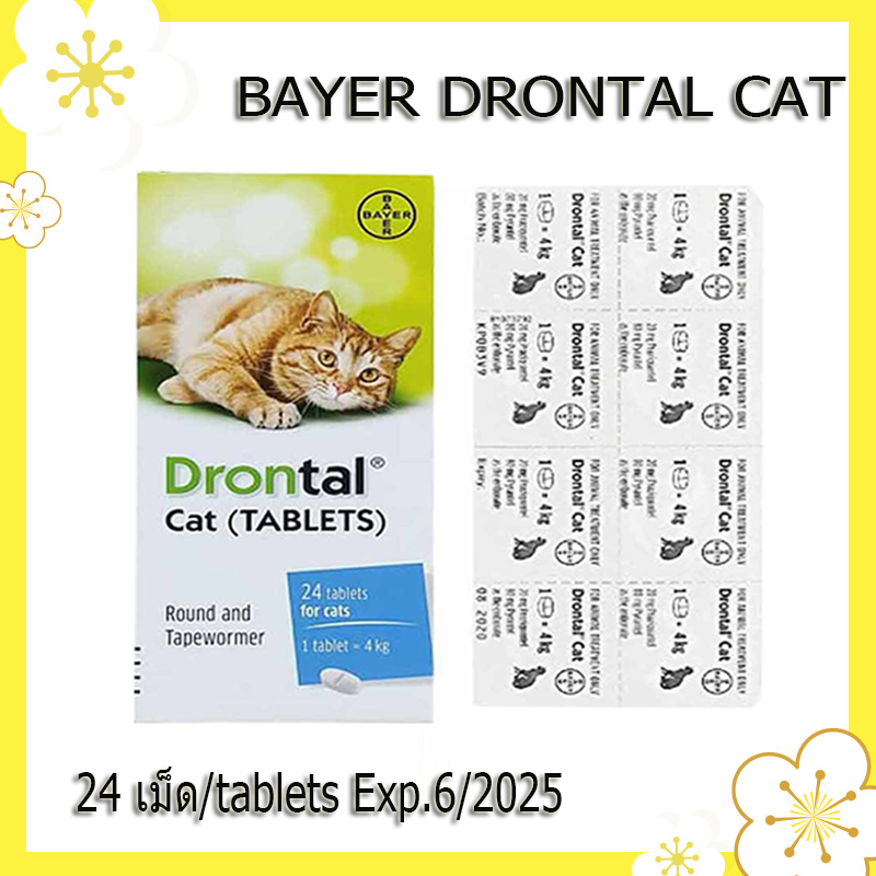 Drontal Cat Bayer Exp.6/2025 ดรอนทัล แคท สำหรับ แมว cat (24 เม็ด ...