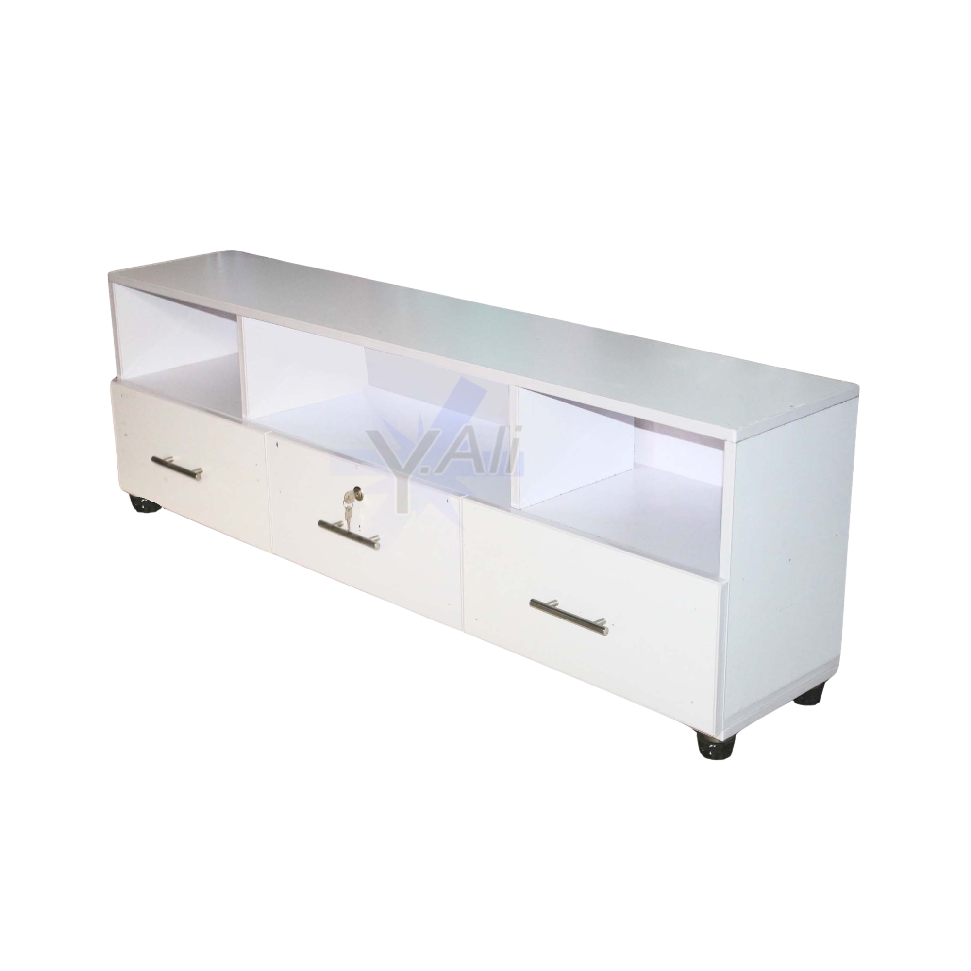 White-Ld5 Wooden 5 feet led tv table console table | Daraz.pk