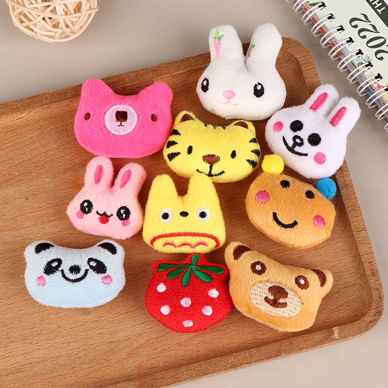 10Pcs Cartoon Plush Dolls Accessories Cute Animal Head Stuffed Toys Bag ...