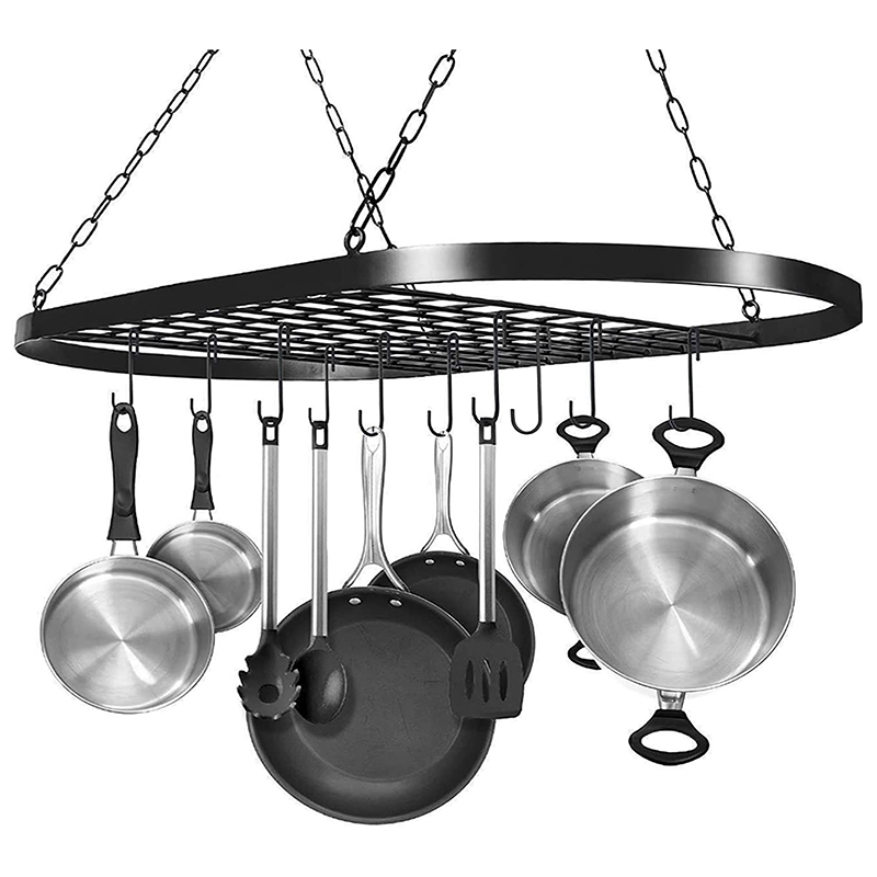 Hanging Pot Pan Rack for Ceiling, Ceiling Mounted Cookware Hanger ...
