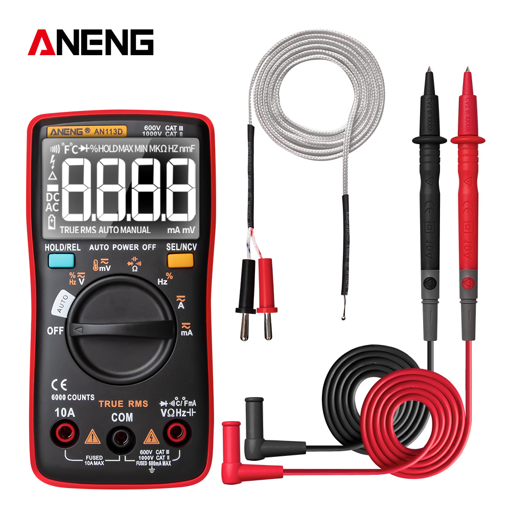 【New Arrivals】ANENG AN113D Digital Multimeter 6000 Counts Electrical ...