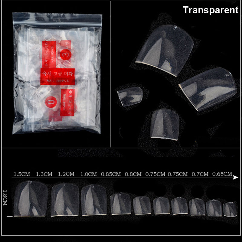 500pcs/pack Square False Toe Acrylic UV Gel Toenail Nails Artificial ...