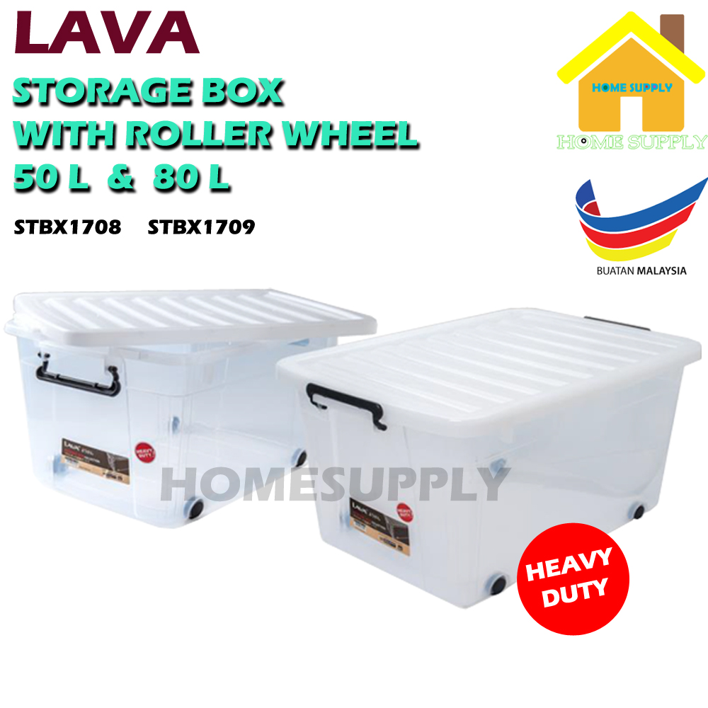 LAVA Storage Box With Wheel 60L 80L |HOMSUPPLY 储物箱收纳箱整理箱带滑轮Kotak Stor ...