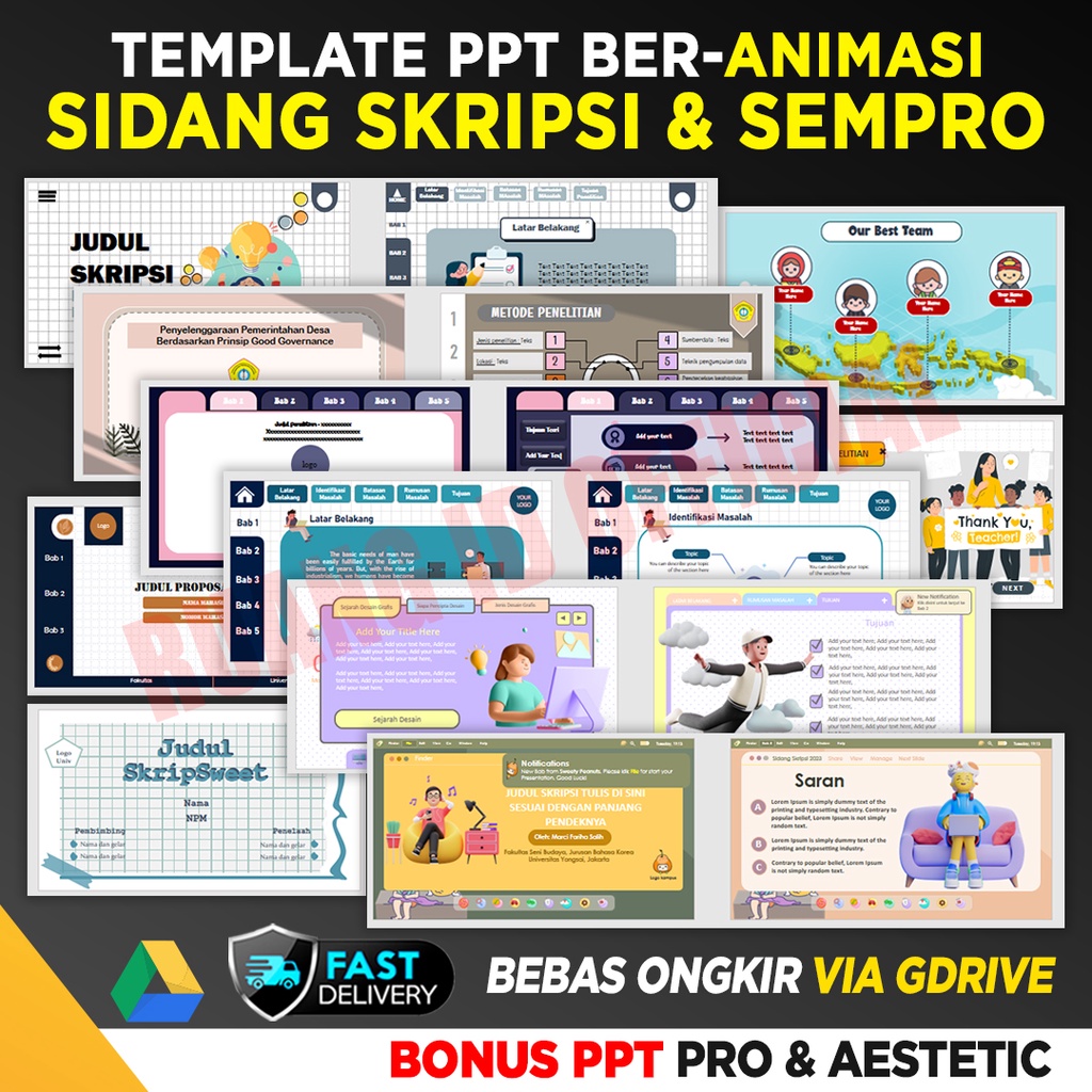 Template Presentasi PPT Sidang Skripsi Sempro Animasi Aesthetic PowerPoint | Lazada Indonesia