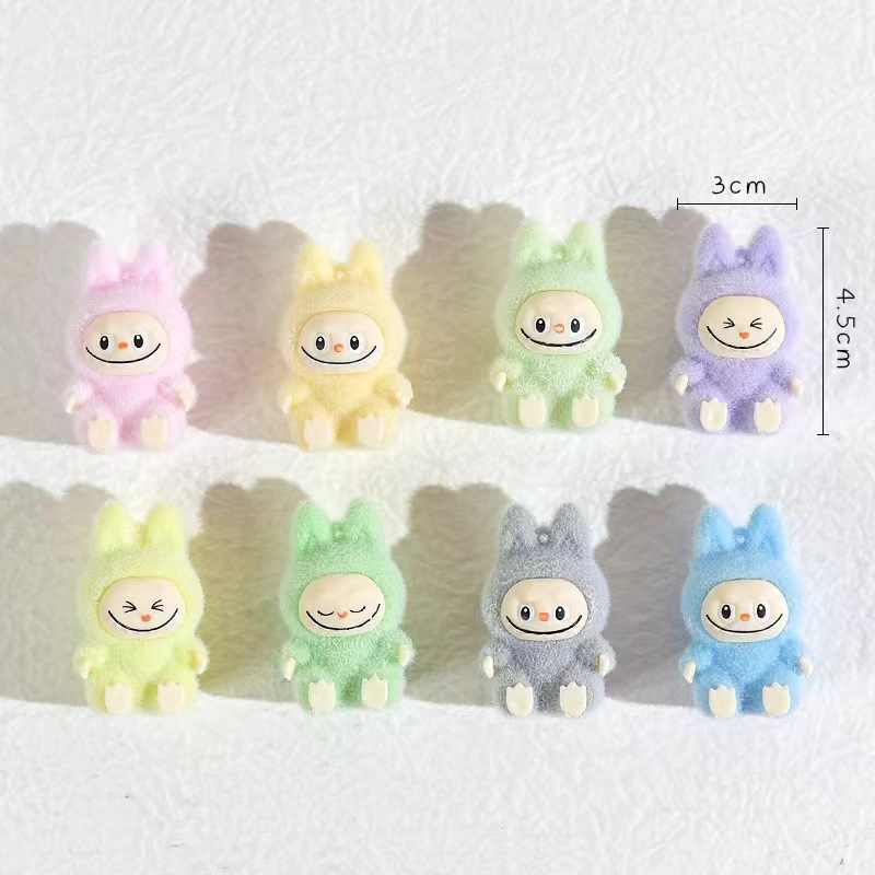 Cartoon Labubu Plush Doll Model Cute Flocking Doll Ornament Desktop ...