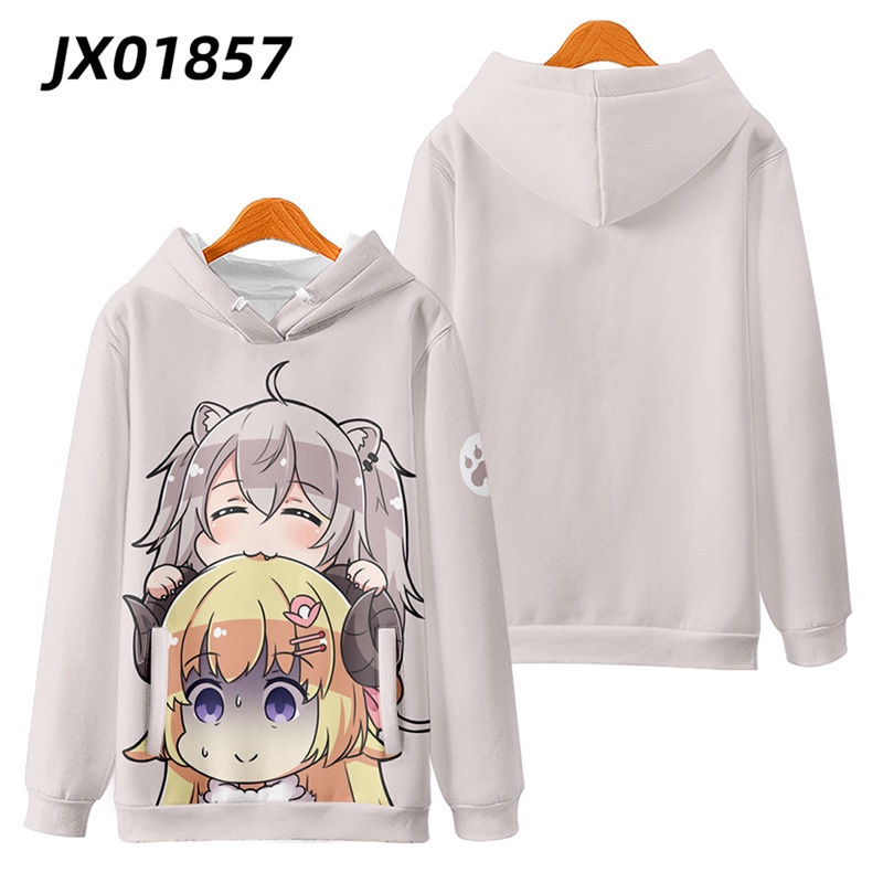 Virtual Anchor Vtuber Lion White Peony Hooded Sweatshirt hololive Two ...