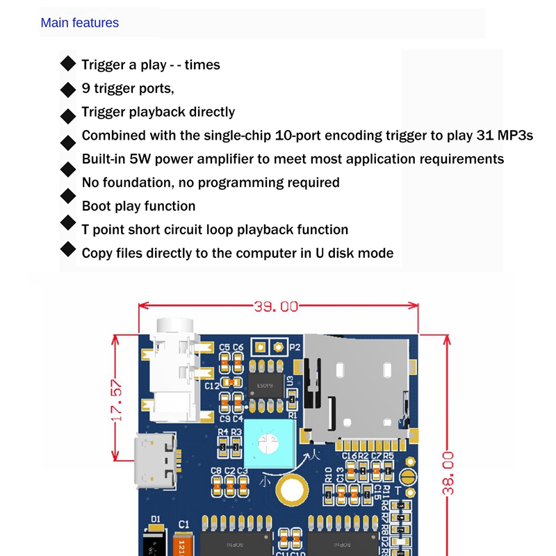 Voice Play Module MP3 Prompt Trigger Broadcast Voice Module Announcer ...