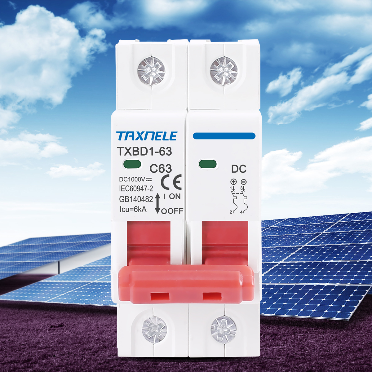 2P DC 1000V Solar Mini Circuit Breaker Battery Switch 6A 10A 16A 20A ...