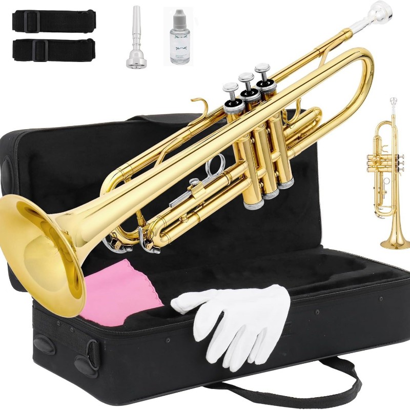 Standard Trumpet for Beginners,Trumpet for Student,7C Mouthpiece,Gloves ...