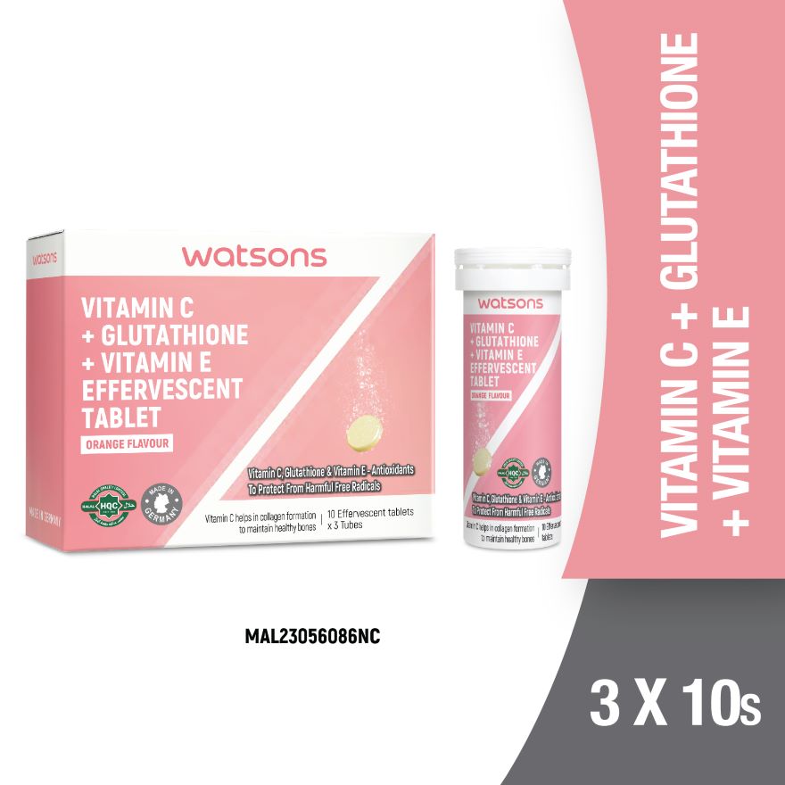 WATSONS Vitamin C + Vitamin E + Glutathione Effervescent Tablets 30s ...