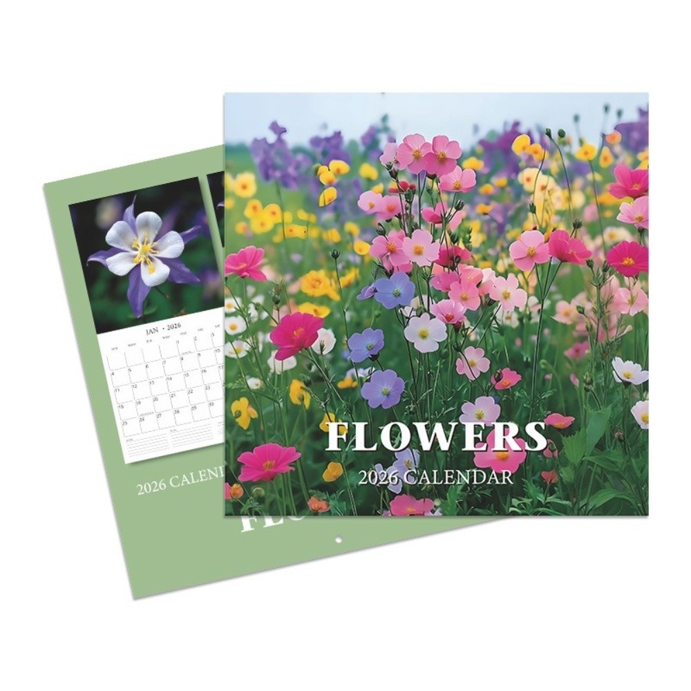 Aesthetic 12 Month Flowers Themed Wall Calendar Thick Paper Decorative ...