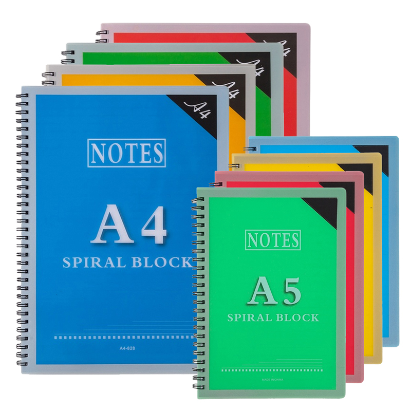 68-Sheet Spiral Notebook with Plastic Cover A4/A5 Sizes Lined Pages ...