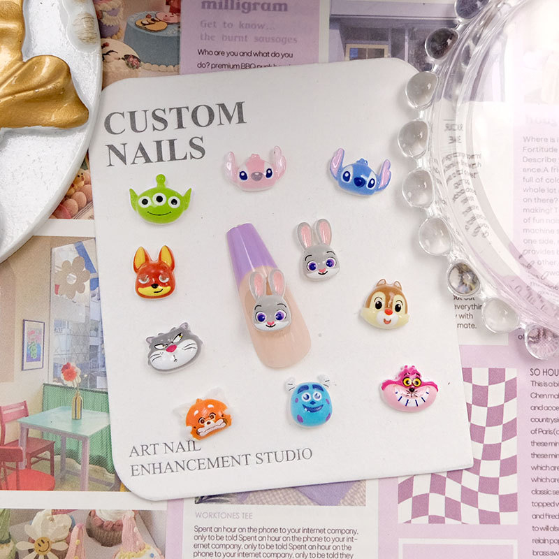 40Pcs Stitch Zootopia Resin Nail Art Charms Anime Character Nail Decor ...