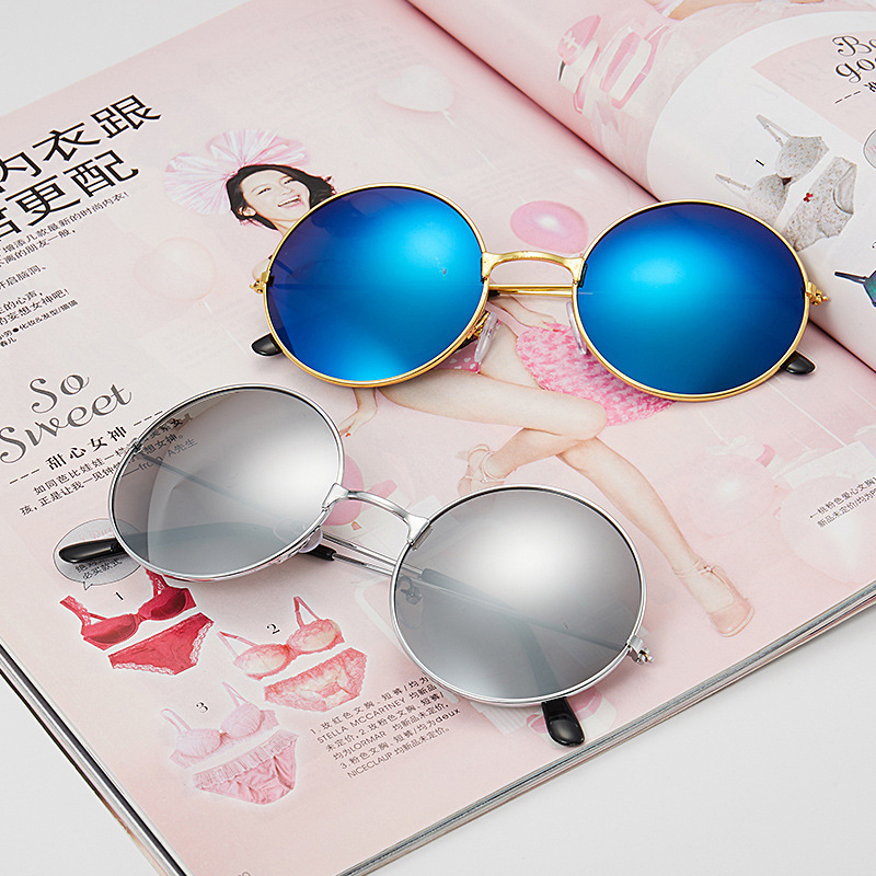 Trendy Vintage Metal Round Frame Colored Lenses Sunglasses UV ...